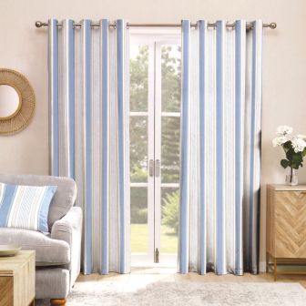 Blue Ready-Made Eyelet Curtains | Harry Corry