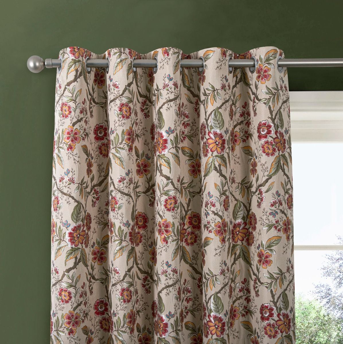 Brompton Red Ready Made Eyelet Curtains