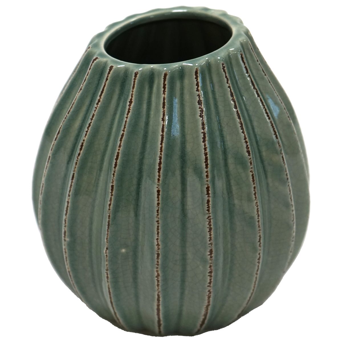 Green Grooved Vase