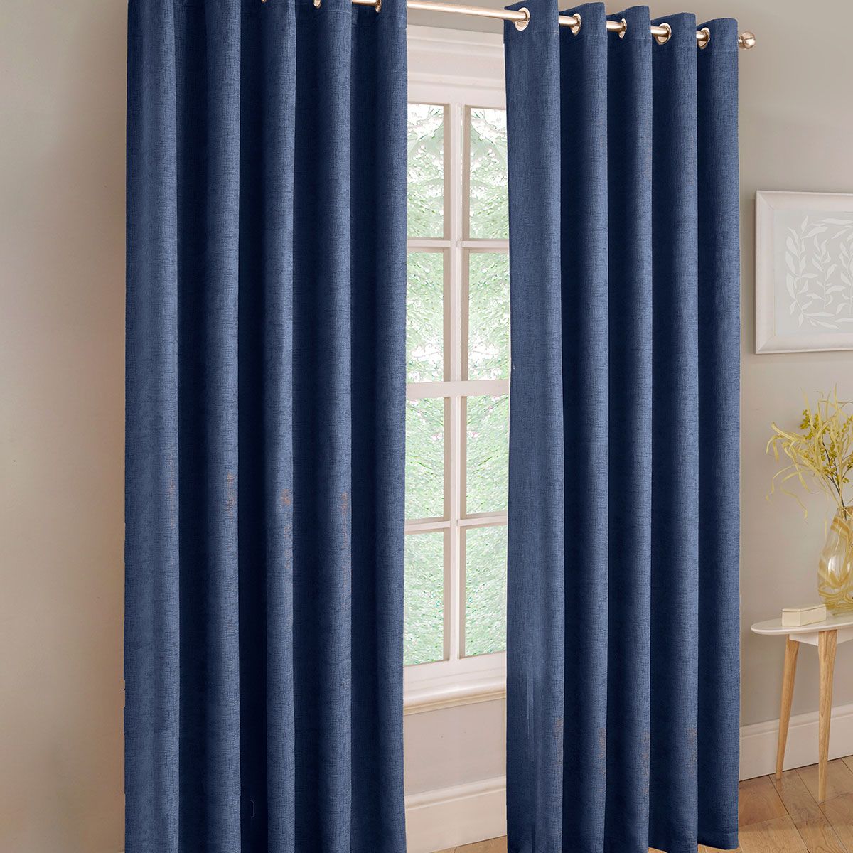 Iona Navy Blockout Ready Made Eyelet Curtains