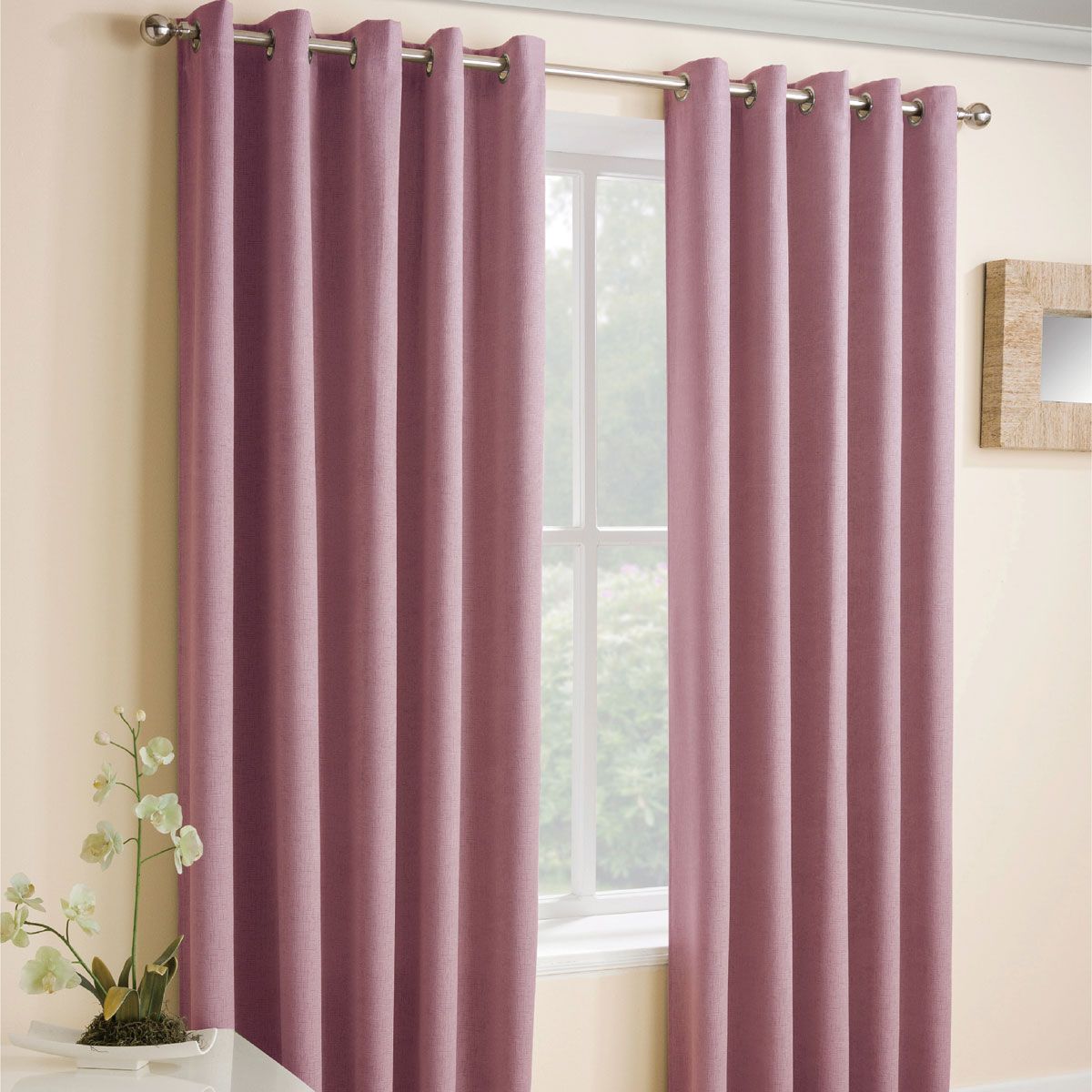 Iona Pink Blockout Ready Made Eyelet Curtains