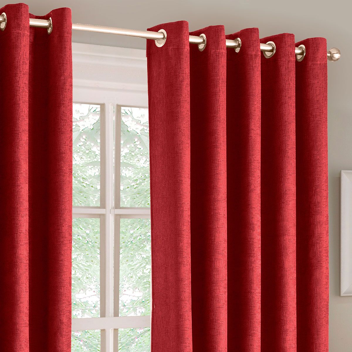 Iona Red Blockout Ready Made Eyelet Curtains