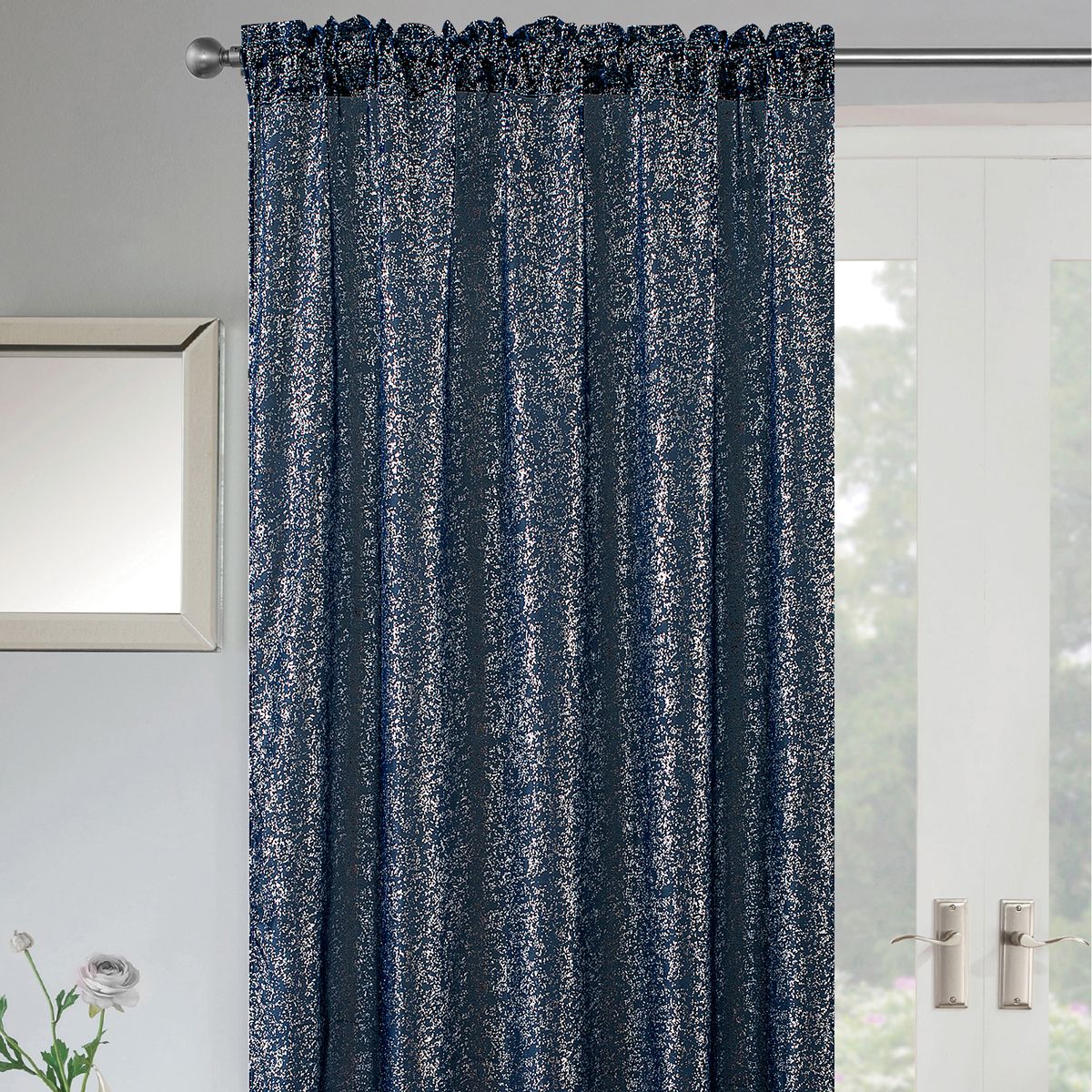 Navy voile curtains store