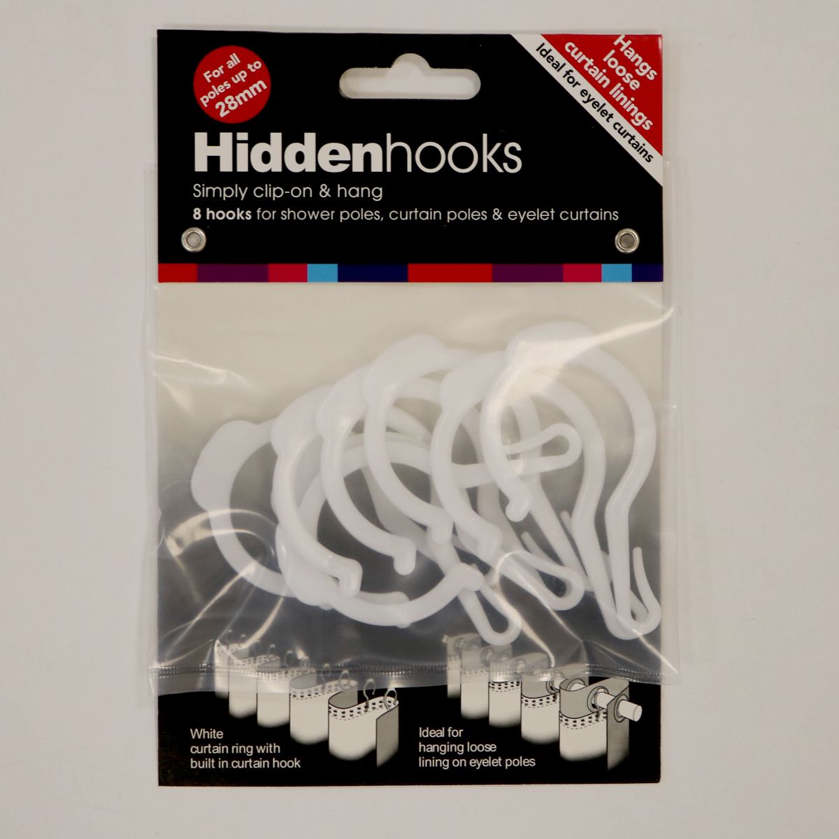 hidden hooks clear clear 8pk