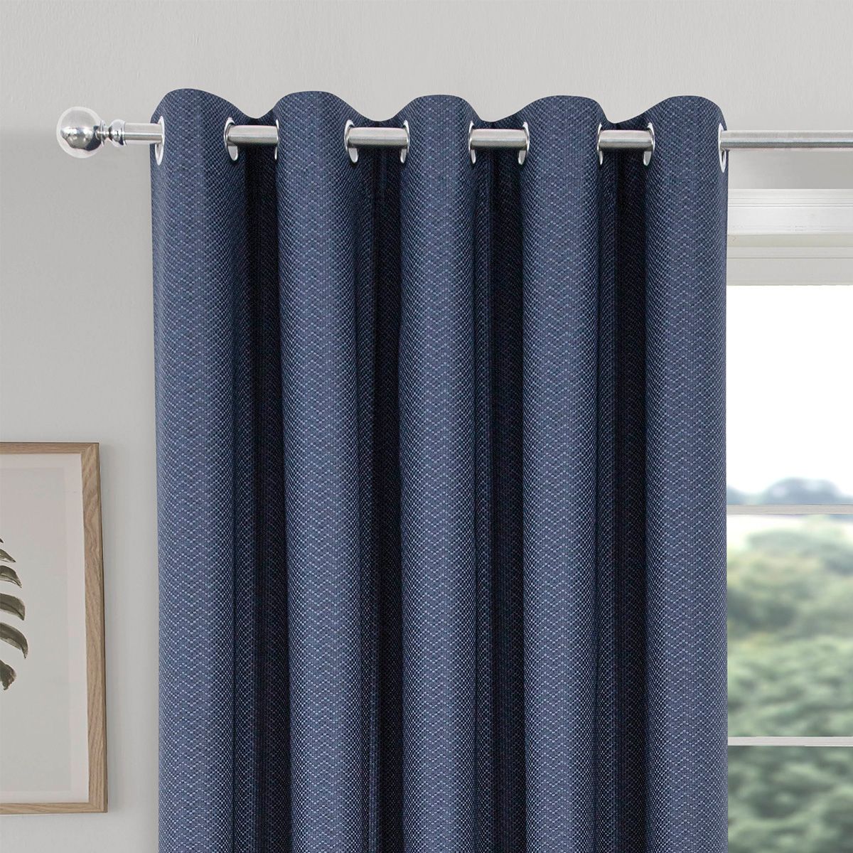 Serene Navy Blackout Ready Made Eyelet Curtains