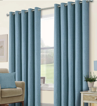 Blue Ready-Made Pencil Pleat Curtains | Harry Corry
